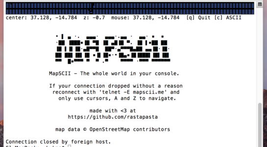 Pro geeky: Zobrazte si v Terminálu mapy renderované v ASCII znacích ...