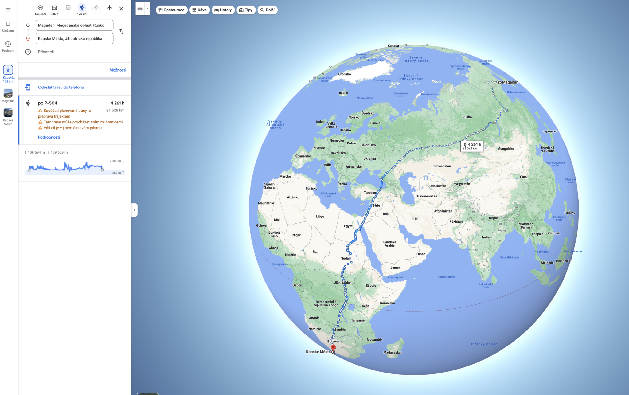 Toto je podle Google Maps nejdelší trasa na světě, kterou můžete ujít ...