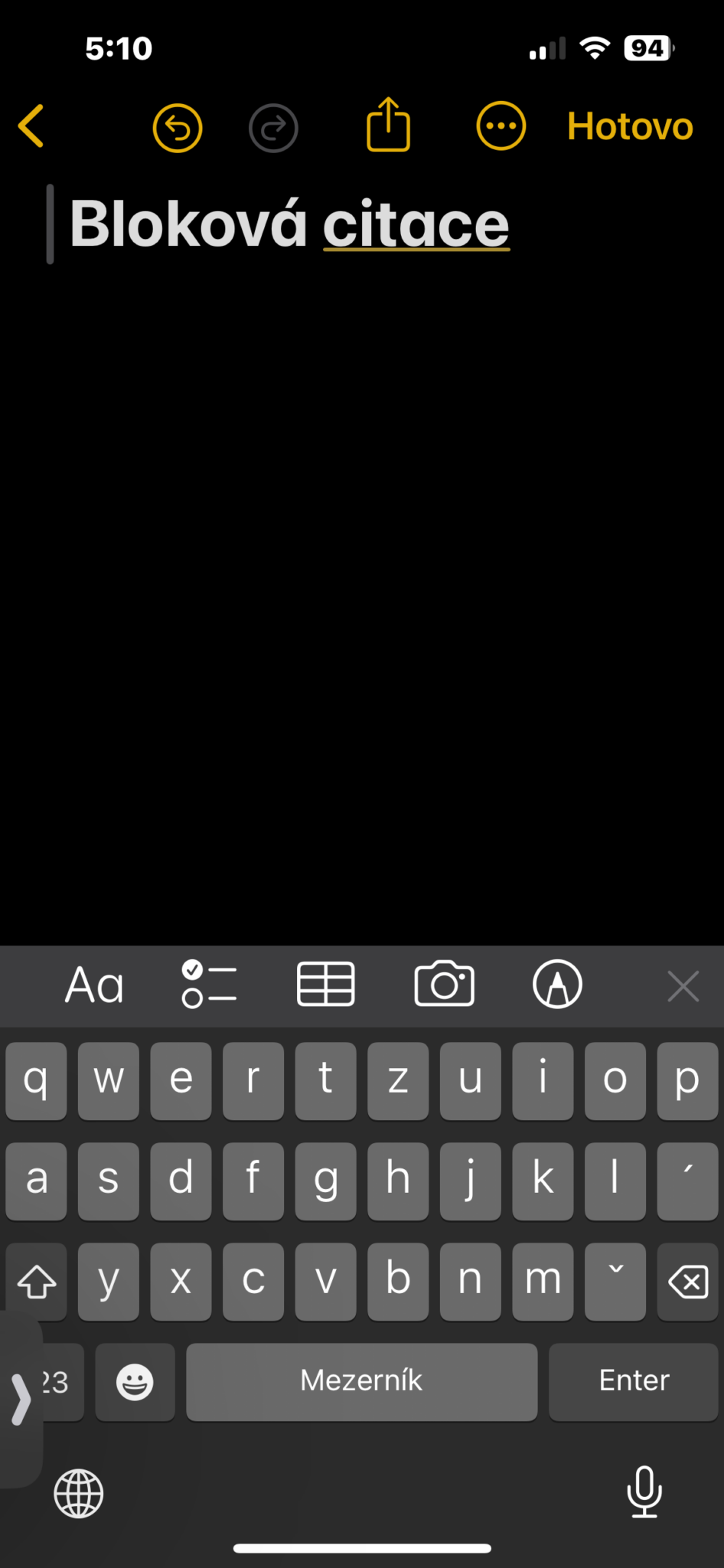 Jak v Poznámkách na iPhonu psát blokové citace – Letem světem Applem