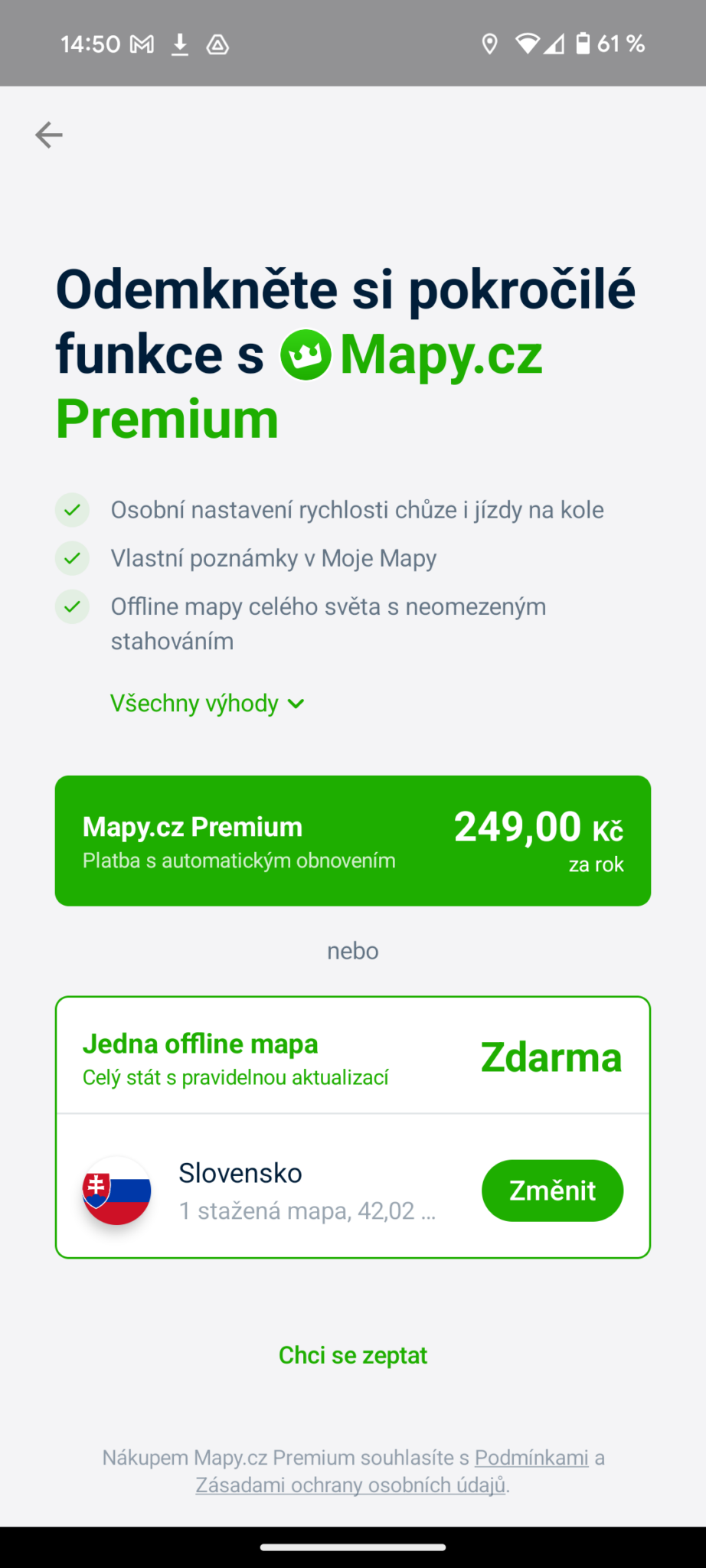 We know the price of the Premium version of Mapy.cz! The first ones are out! screenshotand - LSA ...