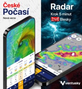 Ventusky nově nabízí srážkový radar s aktualizací každých 5 minut pro ...